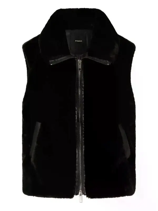 Pinko Faux-fur Zip-front Vest - Black
