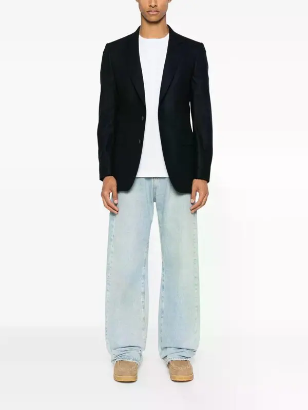 FURSAC Virgin Wool Single-breasted Blazer - Blue