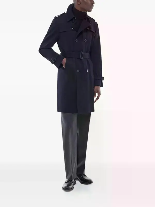 FURSAC Double-breasted Belted Trench Coat