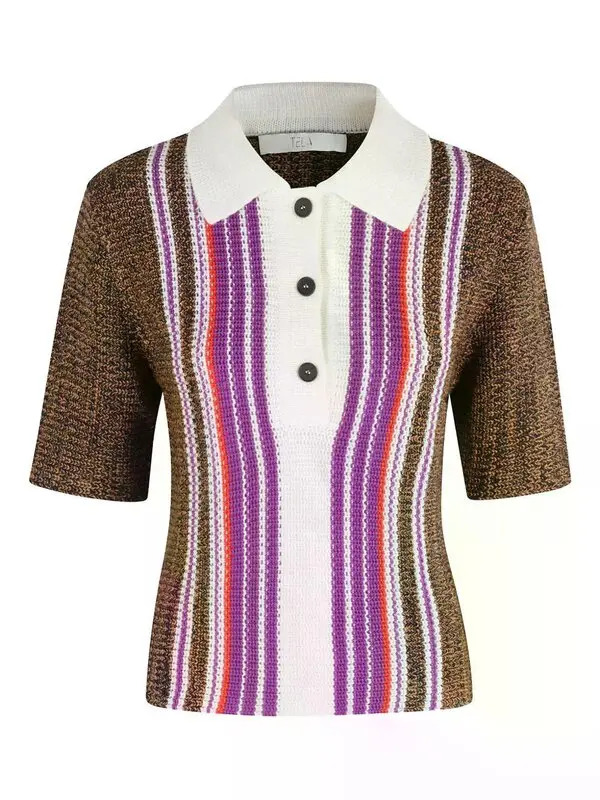 TELA Stripe-pattern Polo Top