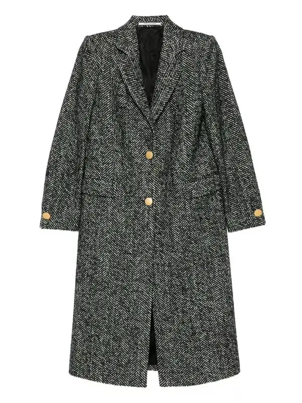 Tagliatore Herringbone Coat With Gold-tone Button Detail