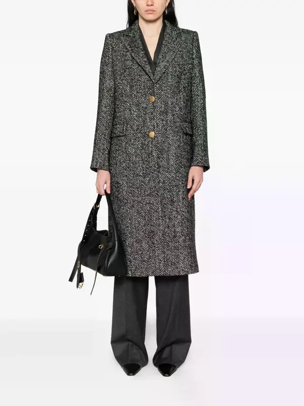 Tagliatore Herringbone Coat With Gold-tone Button Detail