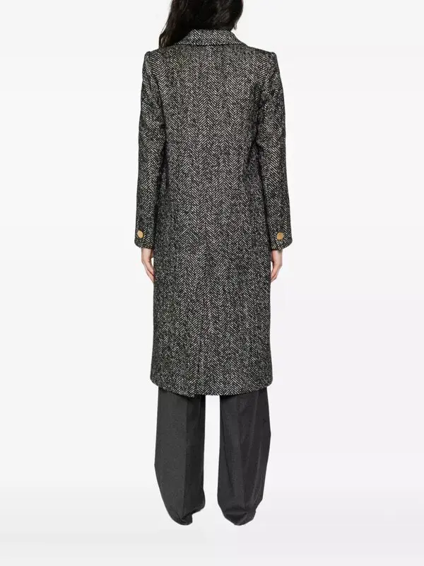 Tagliatore Herringbone Coat With Gold-tone Button Detail
