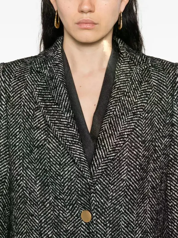 Tagliatore Herringbone Coat With Gold-tone Button Detail