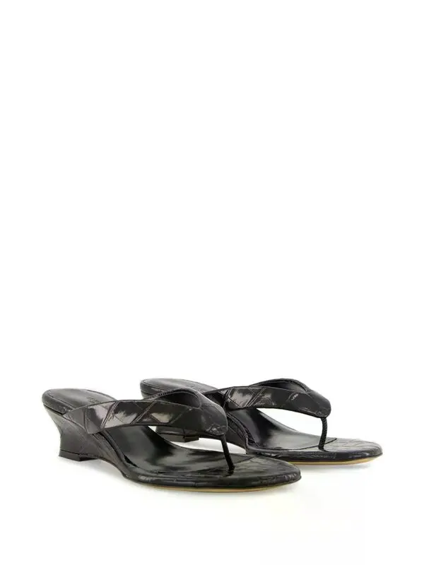 Le Monde Beryl 40mm Micro Wedge Thong Sandals - Black