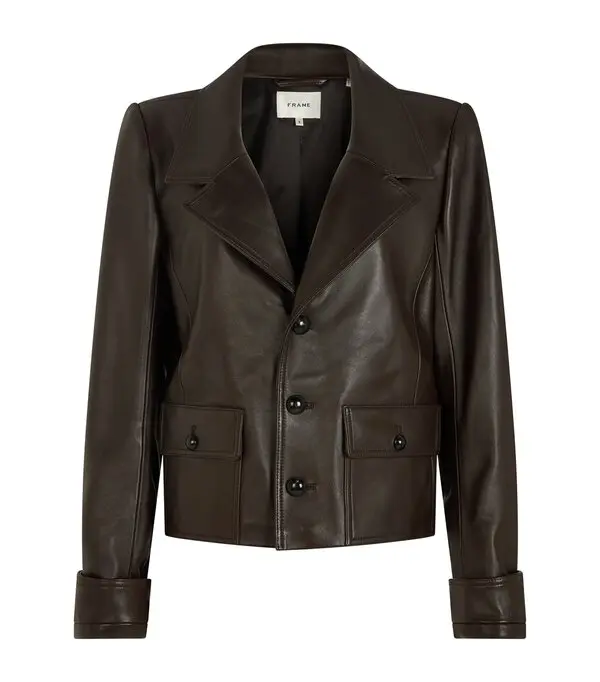 FRAME Leather Cuffed Jacket