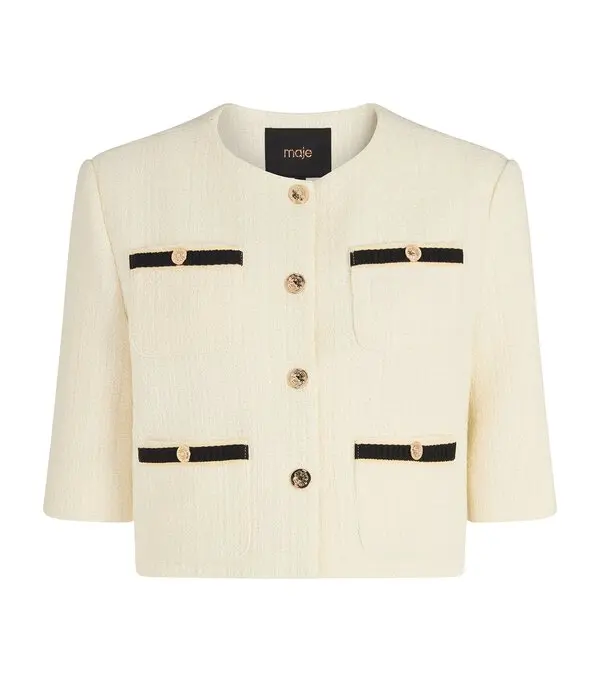 Maje Cotton-blend Tweed-effect Jacket - White