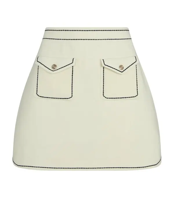 Maje Knitted Mini Skirt With Pockets - White