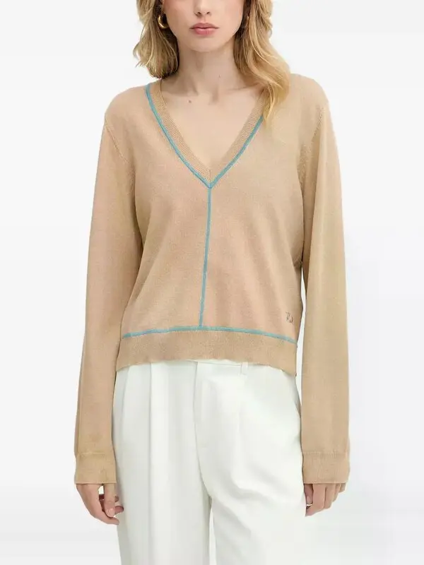 Karl Lagerfeld Embroidered-logo V-neck Sweater