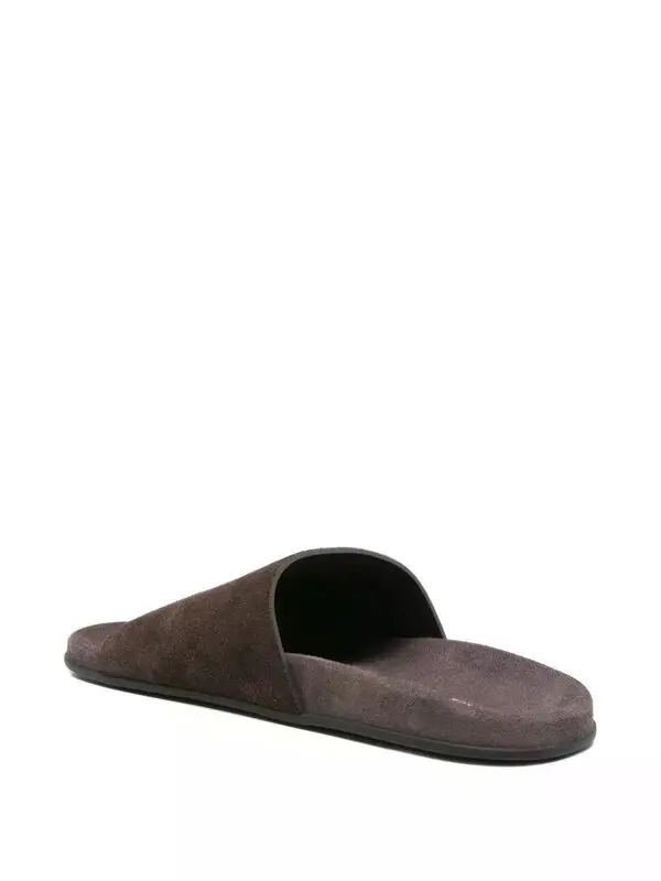 THE ROW Hugh Suede Slides - Brown