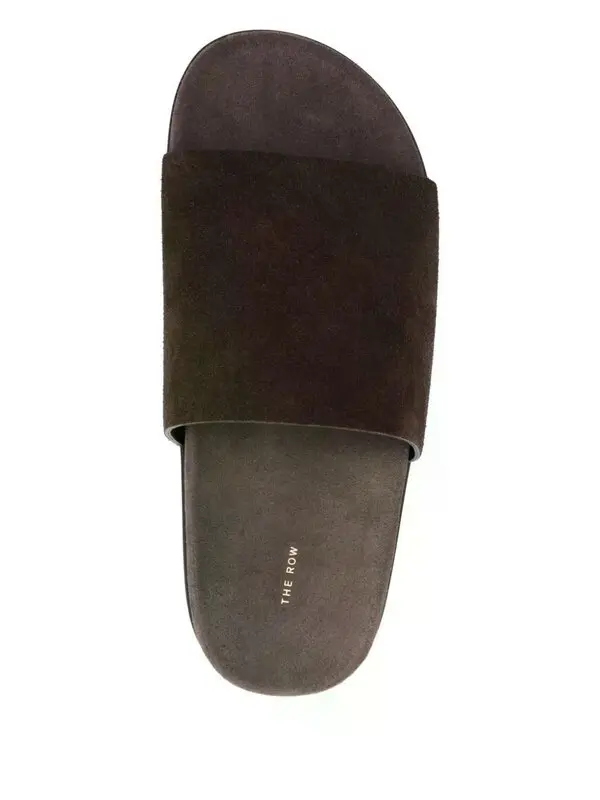 THE ROW Hugh Suede Slides - Brown