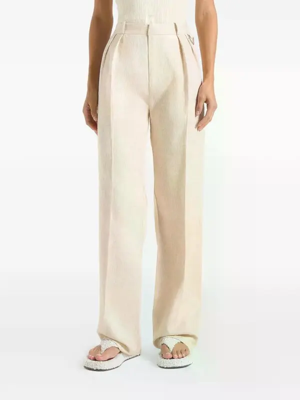 Manière De Voir Linen Pleated Trousers - Neutrals