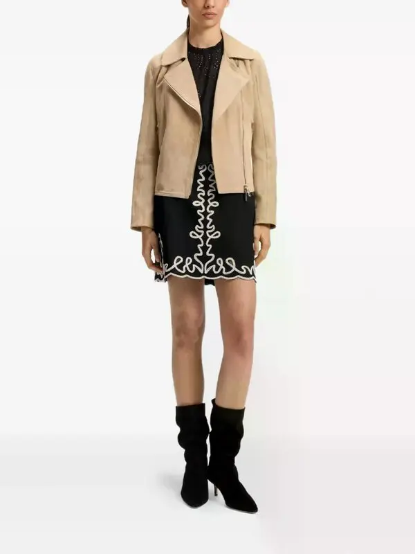 BOSS Embroidered Scalloped-hem Mini Skirt