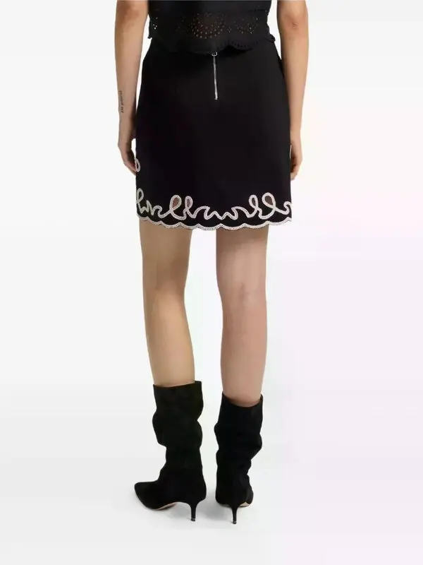 BOSS Embroidered Scalloped-hem Mini Skirt