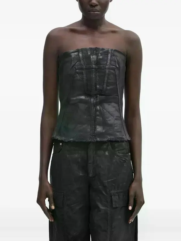 Rick Owens Strapless Frayed-hem Vest - Black