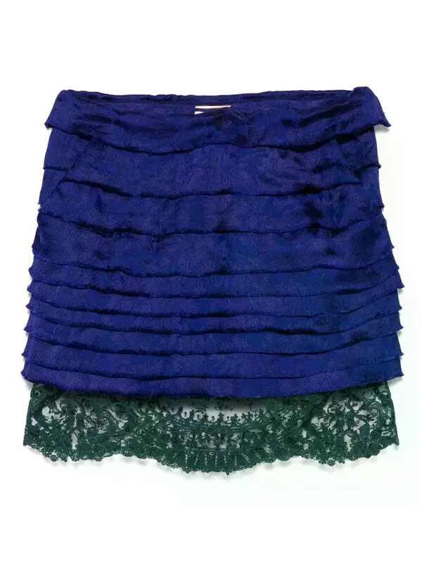 Saint Laurent Jacquard And Lace Mini Dress