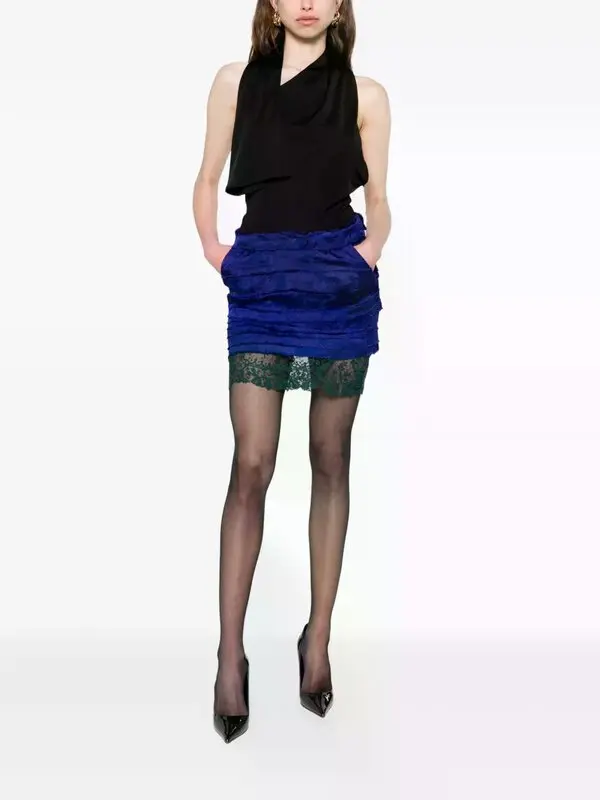 Saint Laurent Jacquard And Lace Mini Dress