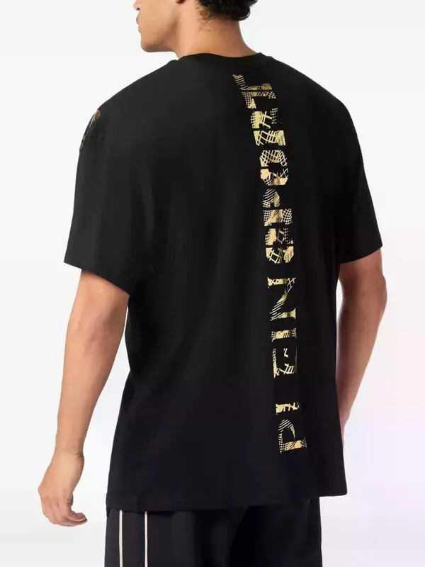 PLEIN SPORT Tiger-head Gold-foil T-shirt