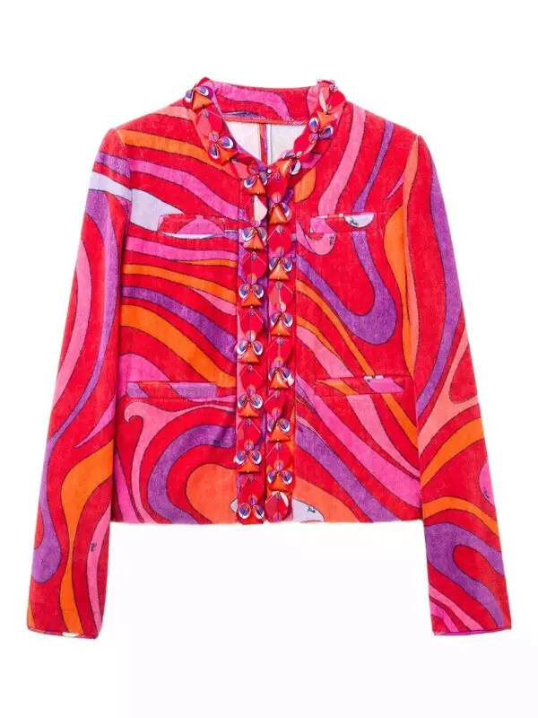 Emilio Pucci Swirl-print Ruffled Jacket - Red