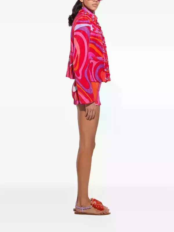 Emilio Pucci Swirl-print Ruffled Jacket - Red
