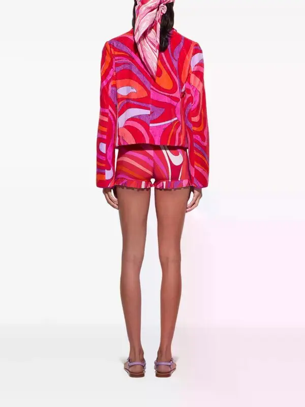 Emilio Pucci Swirl-print Ruffled Jacket - Red