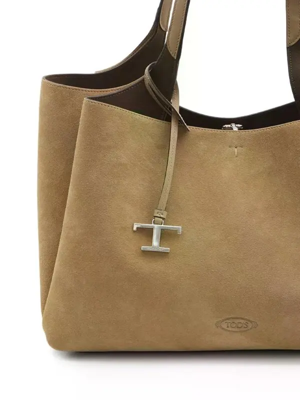 TOD'S Suede Leather Shopper - Neutrals