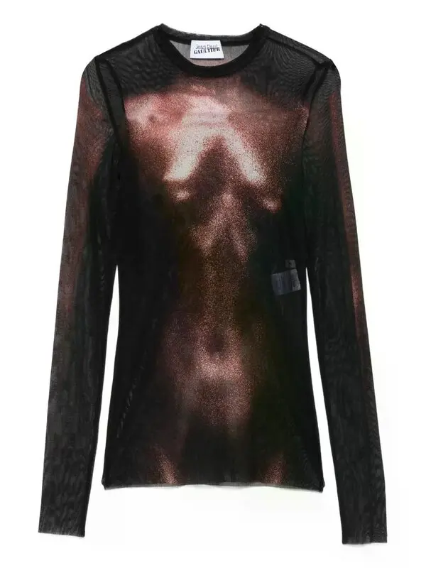 JEAN PAUL GAULTIER Body-print Top - Black