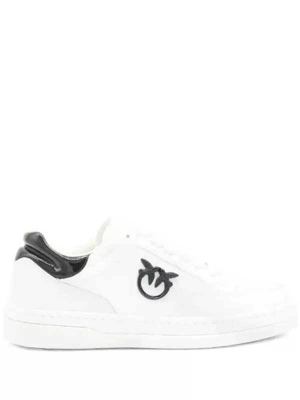Pinko Logo Plaque Leather Platform Sneakers - White