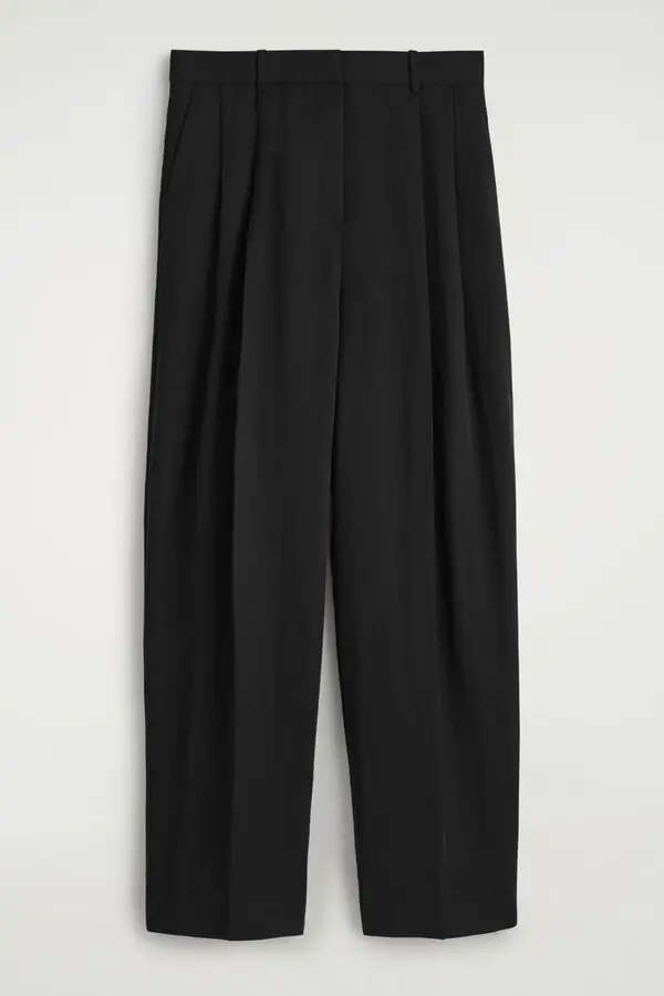 Cos Relaxed Fluid Wide-leg Trousers - Black