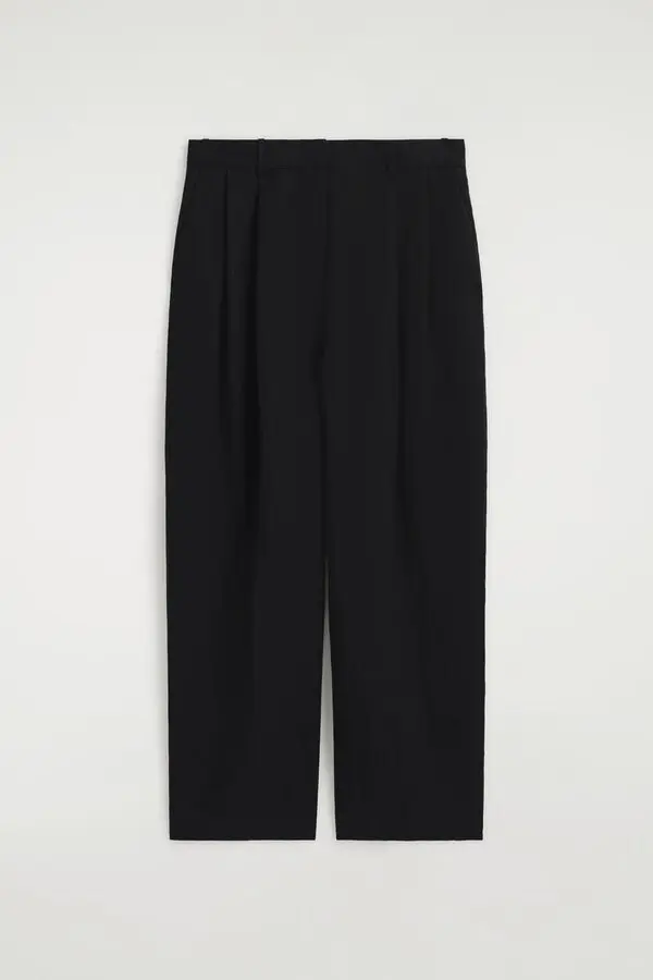 Cos Relaxed Fluid Wide-leg Pants - Black