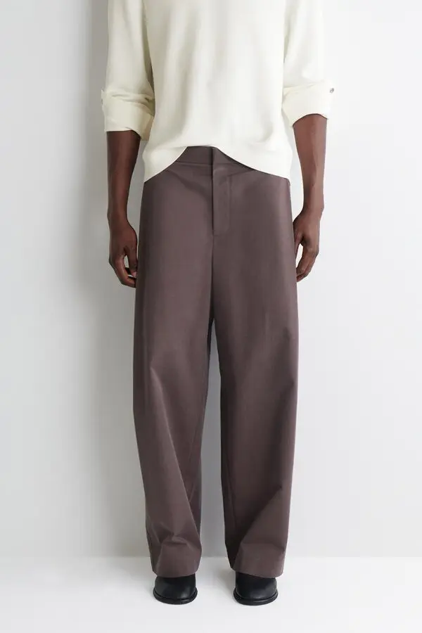 Cos Wide-Leg Cotton Twill Trousers - Brown | Editorialist