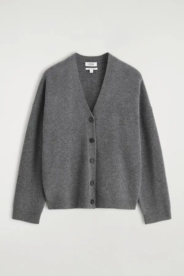 Cos Cashmere V-neck Cardigan - Gray