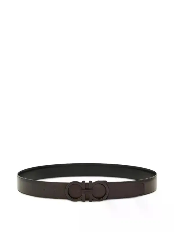 FERRAGAMO Gancini Leather Belt - Black