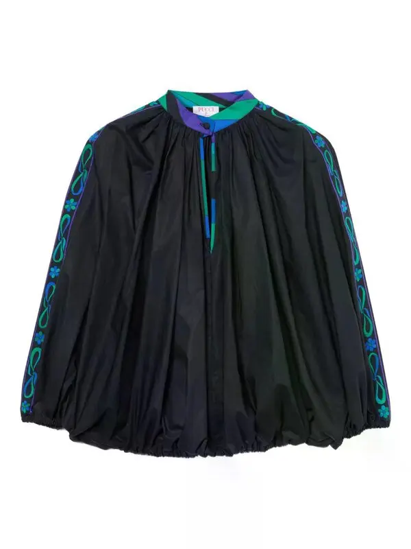 Emilio Pucci Mandarin-neck Embroidered Blouse