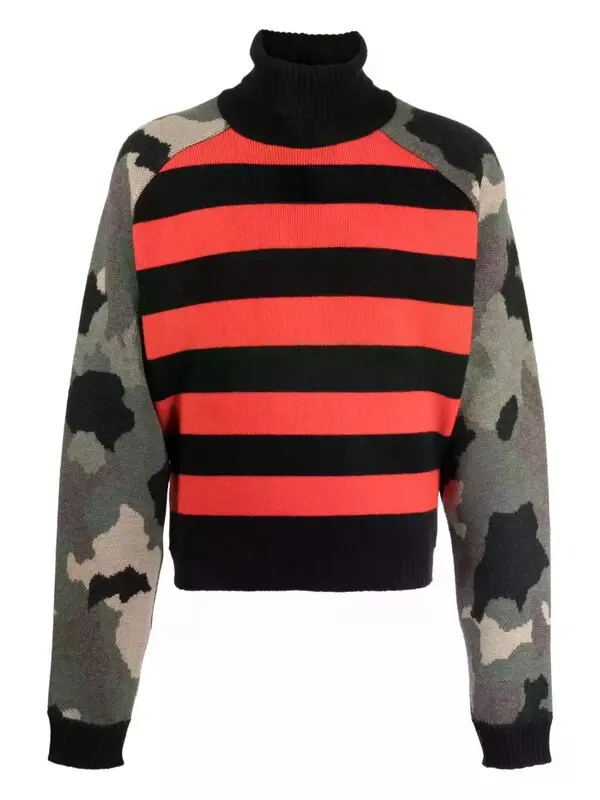 JORDANLUCA Camouflage-pattern Roll-neck Sweater