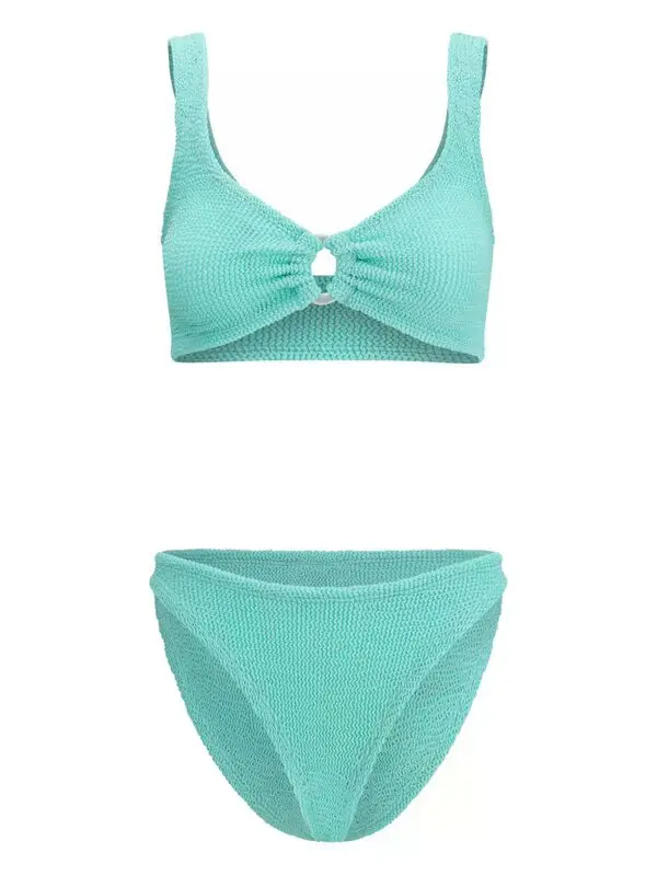 Hunza G Julia Ring-detail Textured Bikini - Blue
