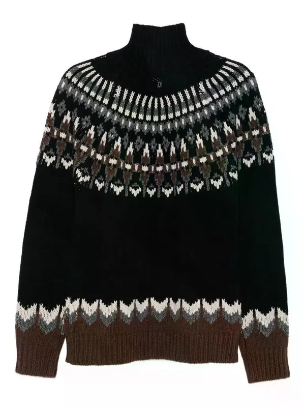 DONDUP Fair Isle Turtleneck Sweater - Black