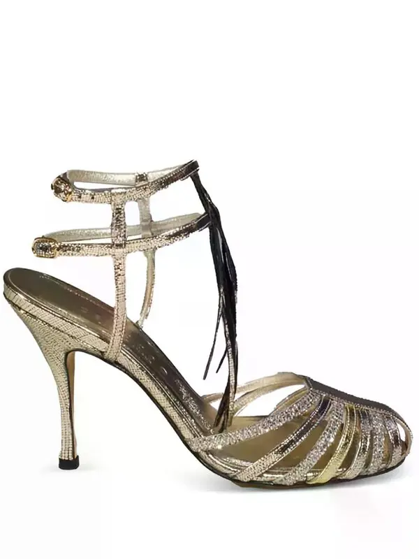 CABECEO 90mm Caged Heeled Sandals - Gold