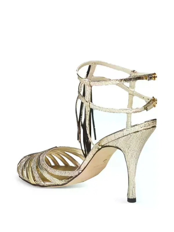 CABECEO 90mm Caged Heeled Sandals - Gold