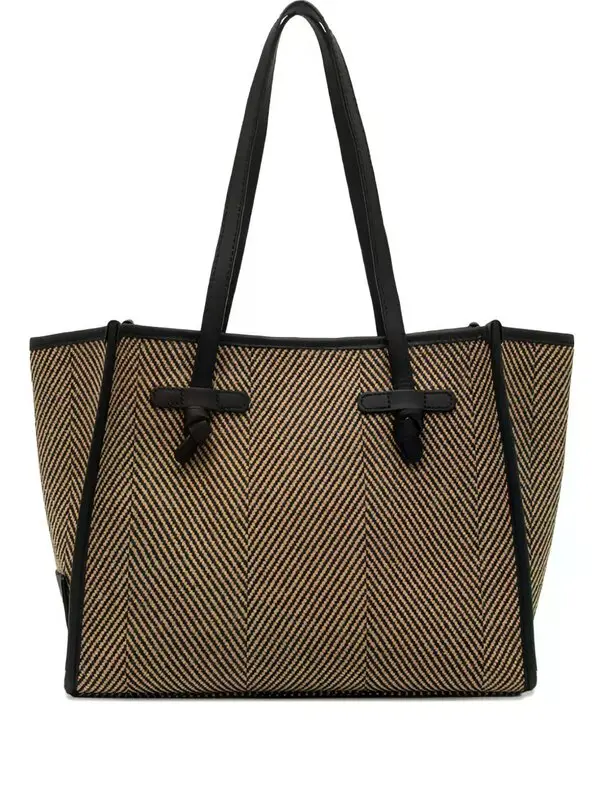 GIANNI CHIARINI Marcella Herringbone Knot Tote Bag - Brown