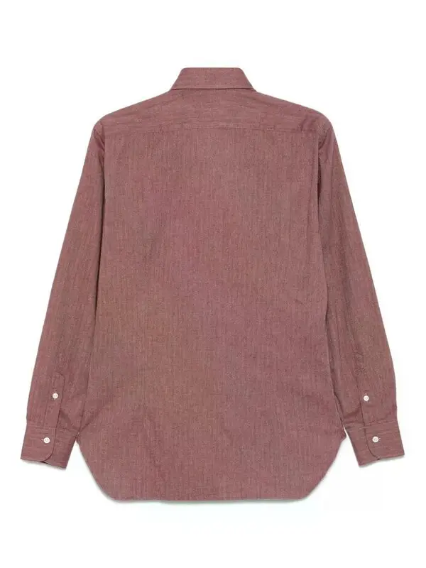 BARBA NAPOLI Herringbone-effect Cotton Shirt - Red