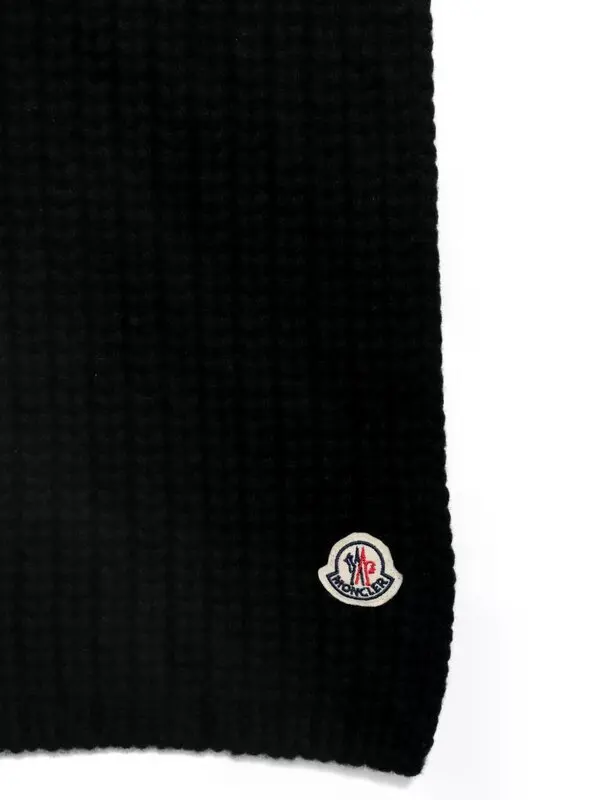 Moncler Ribbed Logo-patch Scarf - Black