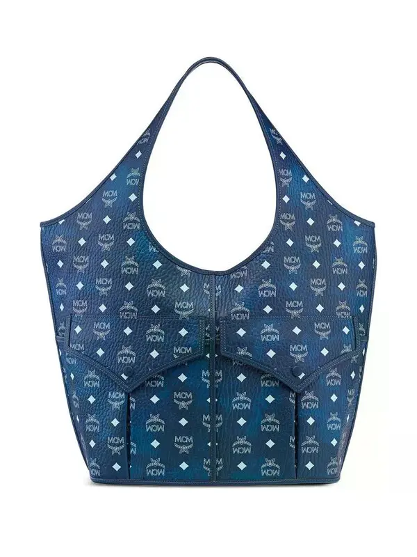 Mcm Leni Large Visetos Canvas Tote Bag - Blue