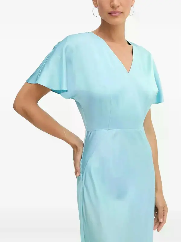Karl Lagerfeld V-Neck Angel-Sleeve Midi Dress In Blue - 45% Off |  Editorialist