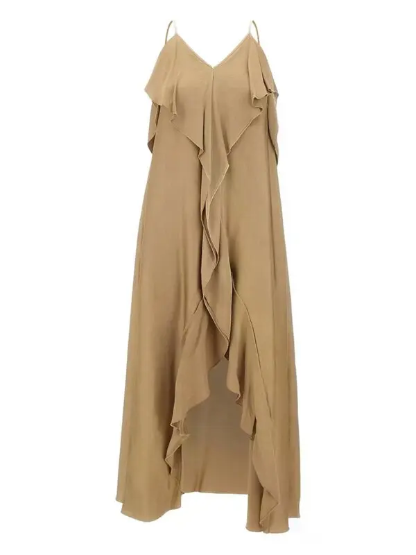 KAOS Ruffle-detail V-neck Dress - Neutrals