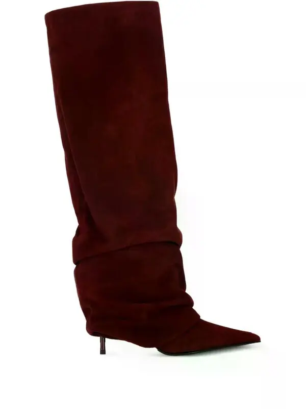 LE SILLA Esther Slouchy Leather Boots - Red