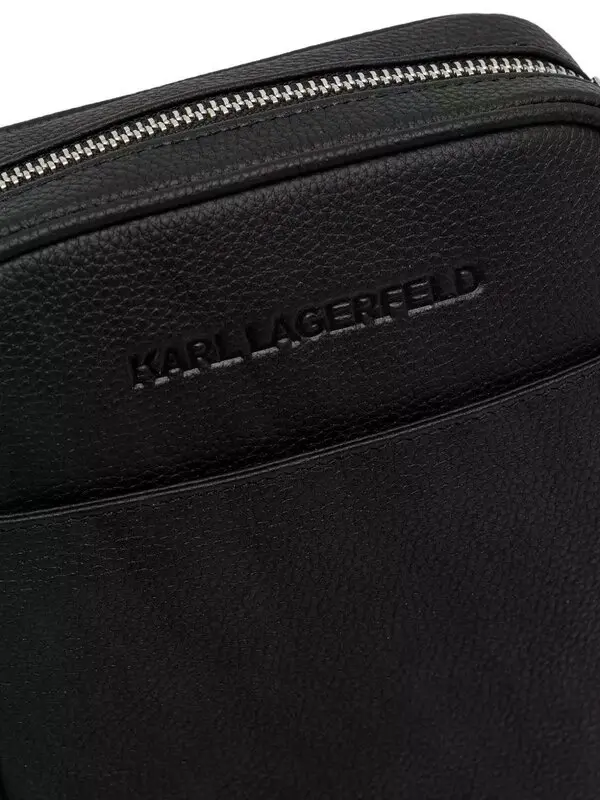 Karl Lagerfeld Embossed-logo Zip Messenger Bag