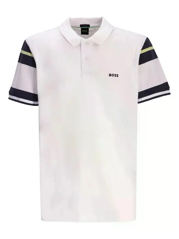 BOSS Striped-panel Polo Shirt - White