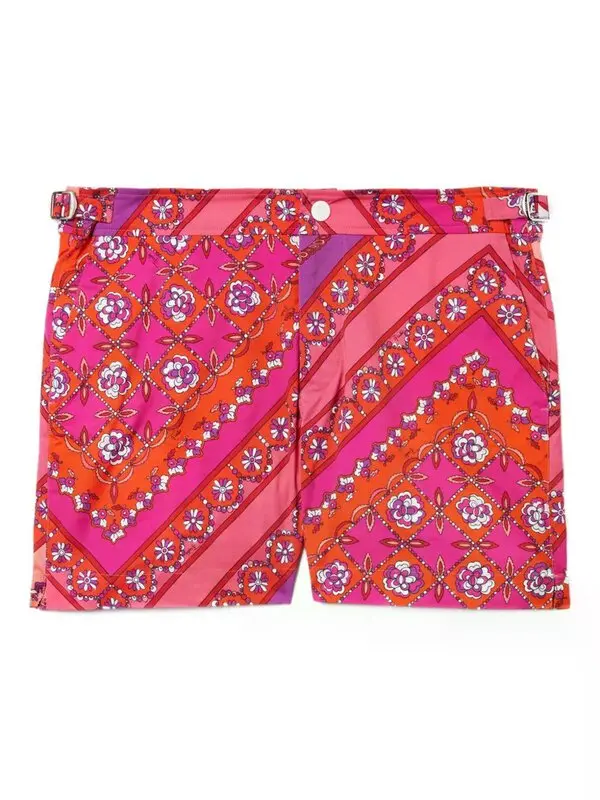 Emilio Pucci Floral-patterned Diagonal-stripe Swim Shorts