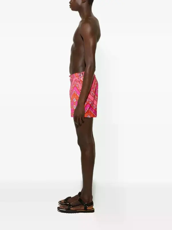 Emilio Pucci Floral-patterned Diagonal-stripe Swim Shorts